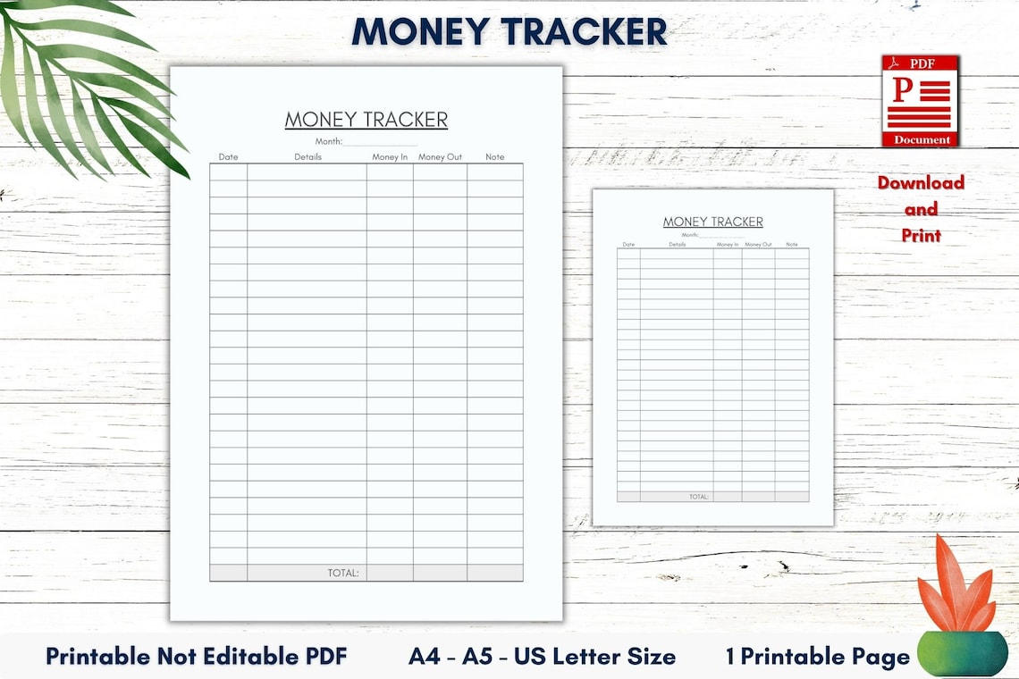 Printable Money Tracker Printable Personal Finance Tracker | Etsy