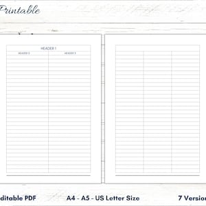 Blank Columns Chart Sheet Printable, Editable Blank Worksheet, Fillable ...