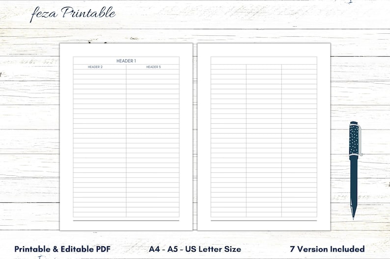 Blank Columns Chart Sheet Printable, Editable Blank Worksheet, Fillable ...