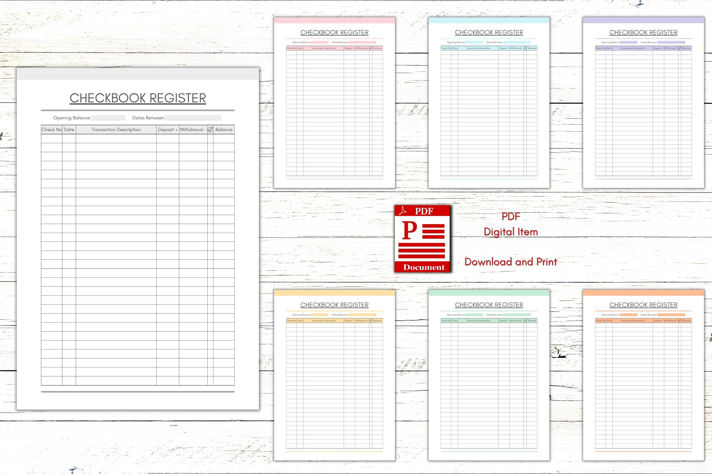 Printable Checkbook Register, Checkbook Balance Tracker, Financial ...