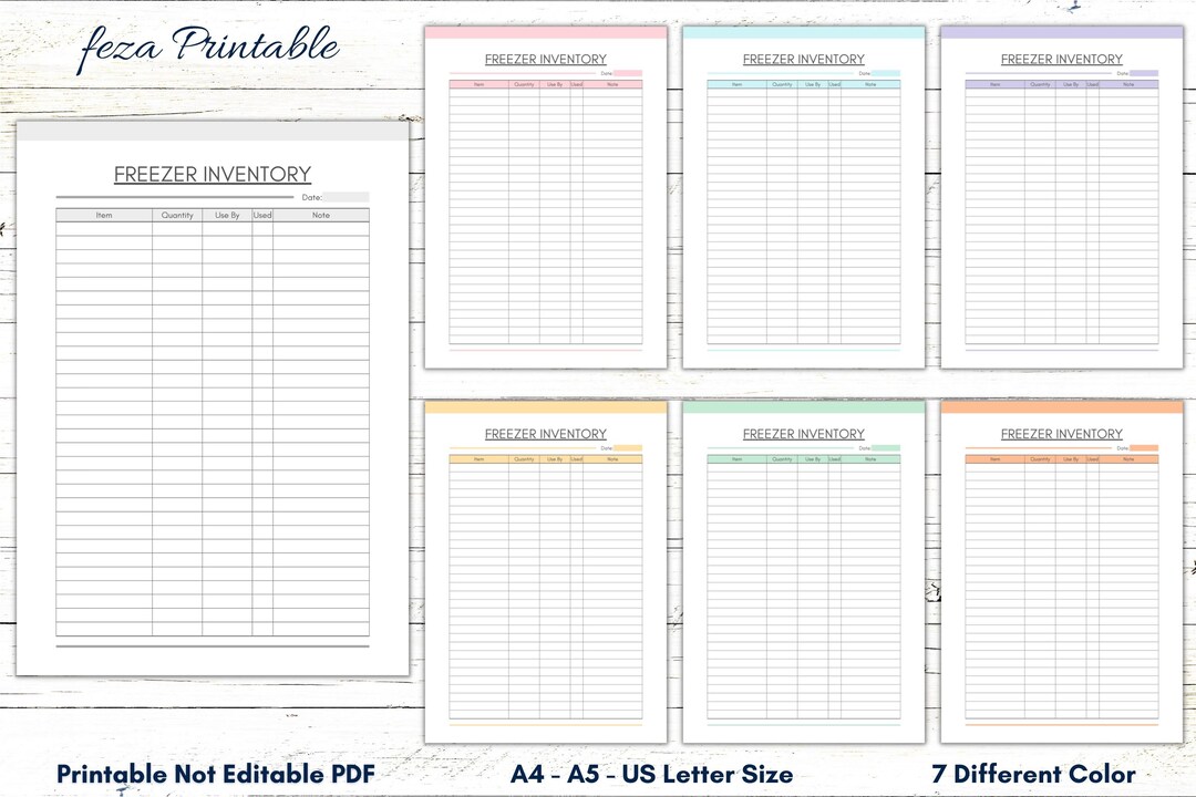 Printable Freezer Inventory, Freezer List, Freezer Inventory Template ...