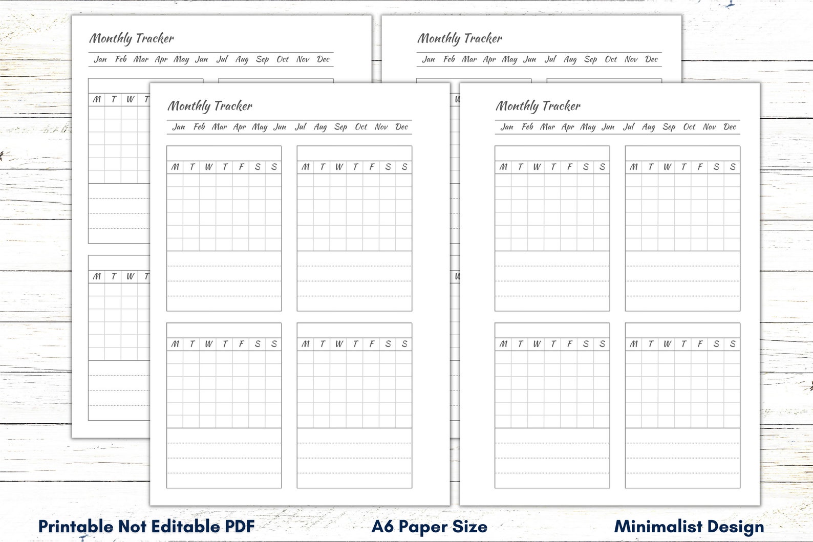 A6 Monthly Tracker Printable Template, Weekly Tracker Printable ...