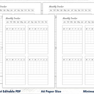 A6 Monthly Tracker Printable Template, Weekly Tracker Printable ...