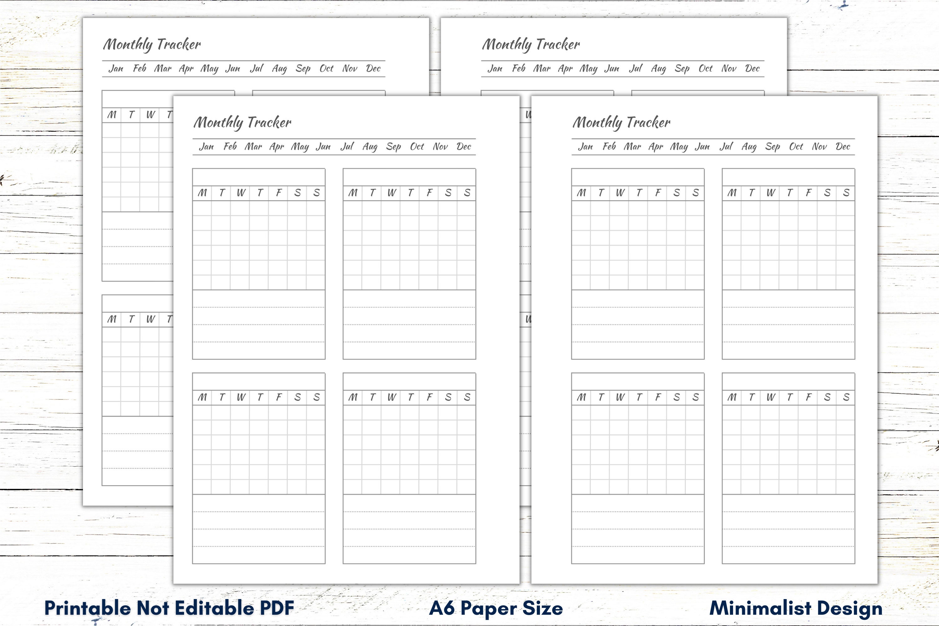 A6 Monthly Tracker Printable Template, Weekly Tracker Printable ...