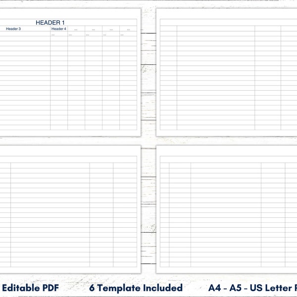 Blank Columns Chart Sheet Printable Etsy