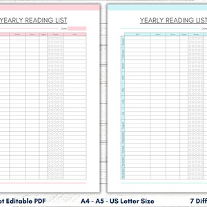Yearly Reading List Printable Template, Reading Journal, Annual Reading ...