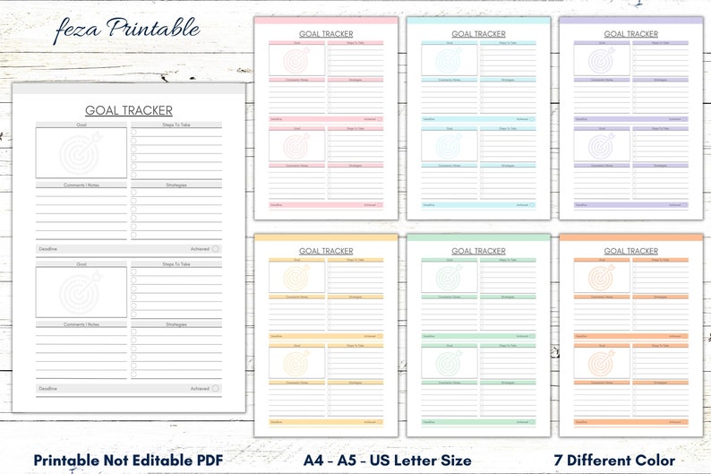 Printable Goal Tracker, Printable Goal Planner, Printable Goal Tracking ...