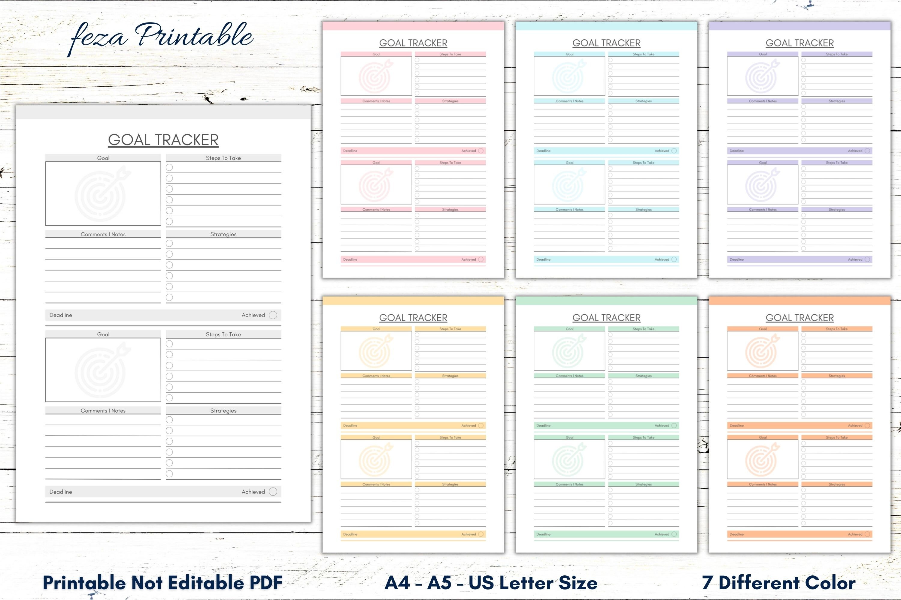 Printable Goal Tracker, Printable Goal Planner, Printable Goal Tracking ...