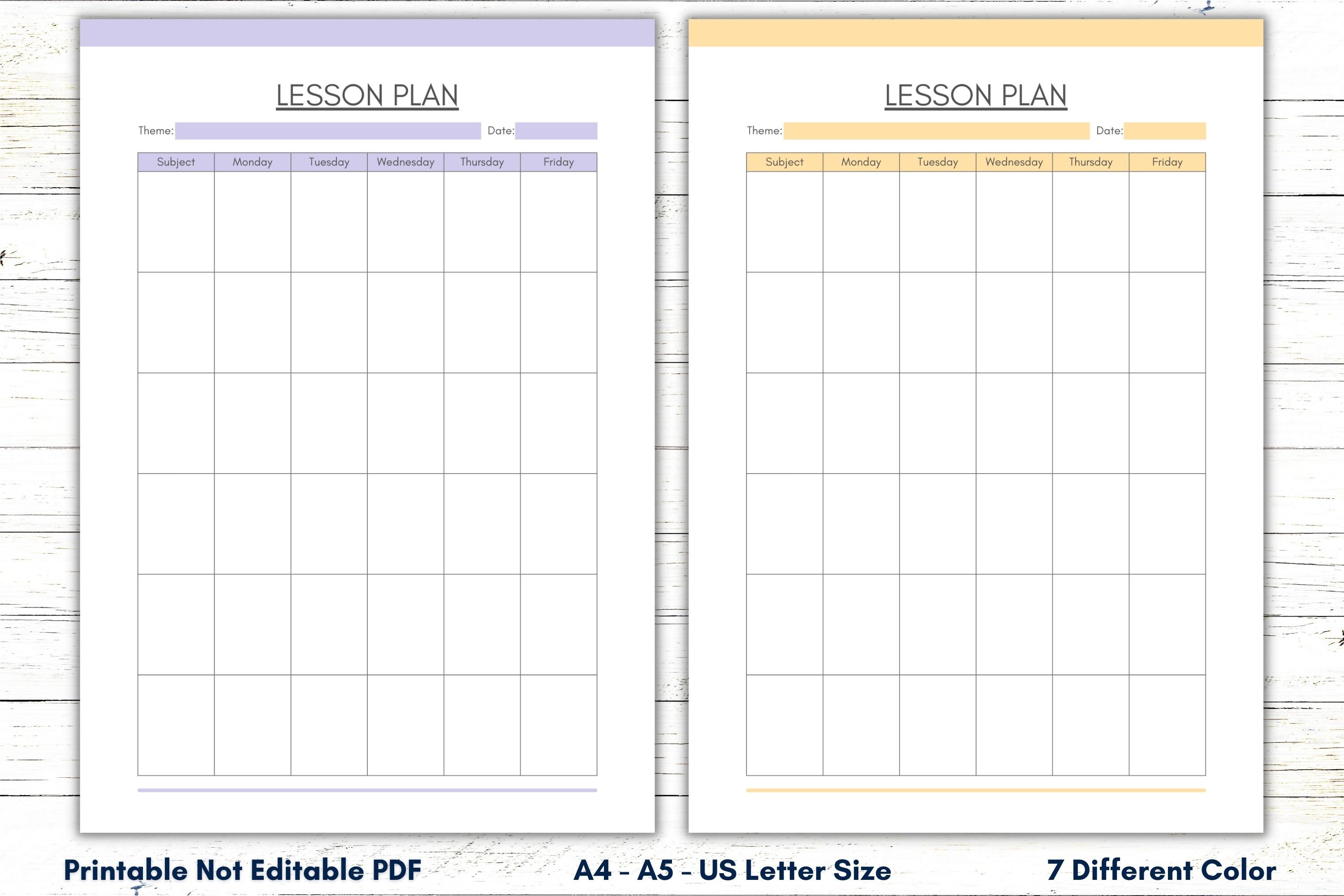 Weekly Lesson Plan Template Printable, Daily Lesson Plan, Lesson Plan ...