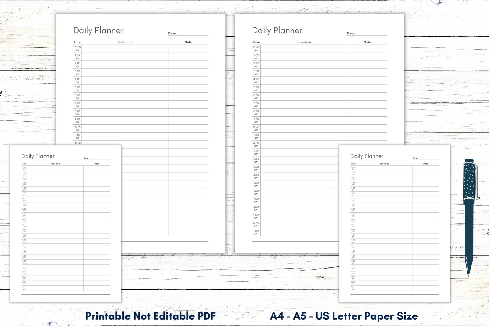 24 Hour Planner Printable, 24 Hour Day Planner, 24 Hourly Planner, 24 ...