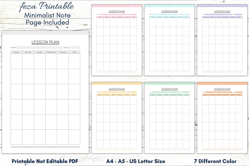 Weekly Lesson Plan Template Printable, Daily Lesson Plan, Lesson Plan ...