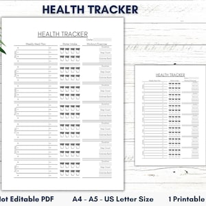 Printable Health Tracker Printable Health Planner Food - Etsy