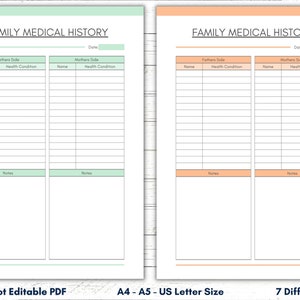 Printable Family Medical History Sheet Template, Medical Binder Insert ...