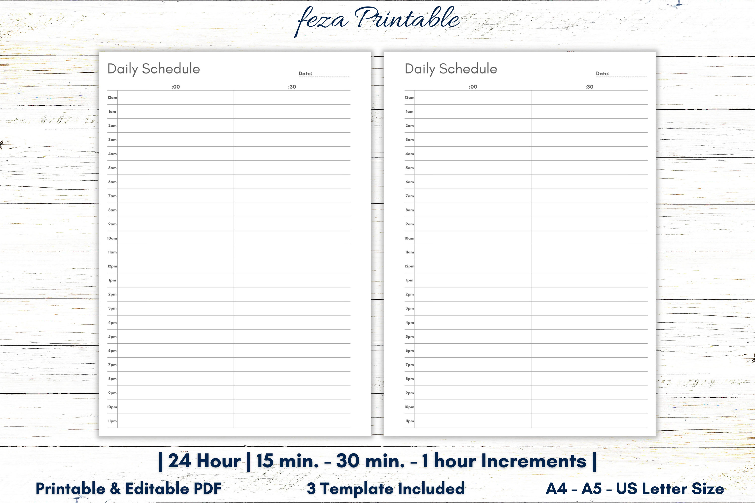 Daily Schedule Planner Printable Template, Daily Schedule Sheet, 24 ...