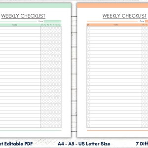 Printable Weekly Checklist, Weekly Tasks List, Weekly Organizer, PDF ...