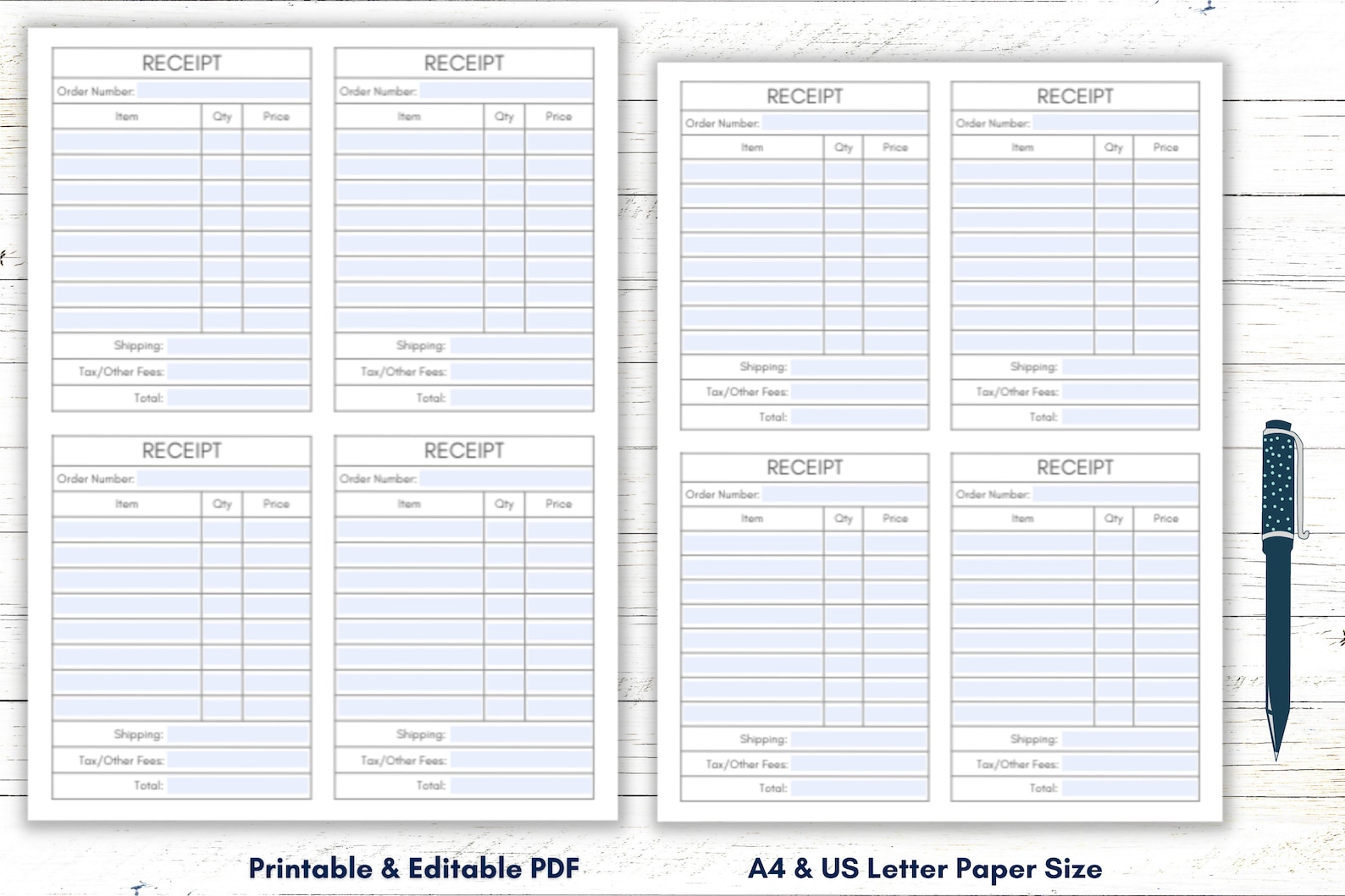 Printable Receipt Card Template, Editable Receipt Cards, Receipt ...