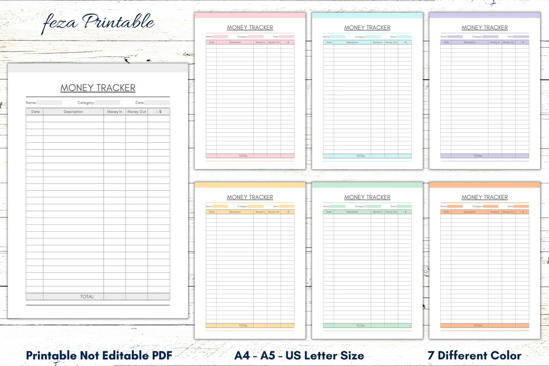 Printable Money Tracker, Printable Personal Finance Tracker, Money Log ...