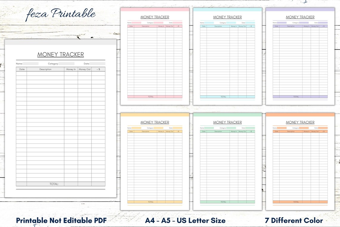 Printable Money Tracker, Printable Personal Finance Tracker, Money Log ...