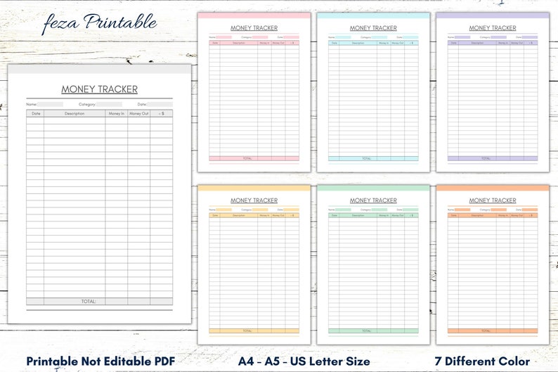 Printable Money Tracker, Printable Personal Finance Tracker, Money Log ...