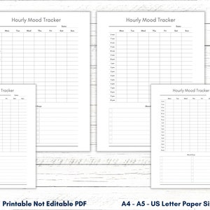 Hourly Mood Tracker Printable Template, Mood Tracker Journal, Mood ...