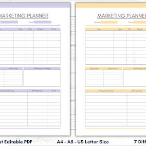Printable Marketing Planner, Printable Marketing Template, Printable ...
