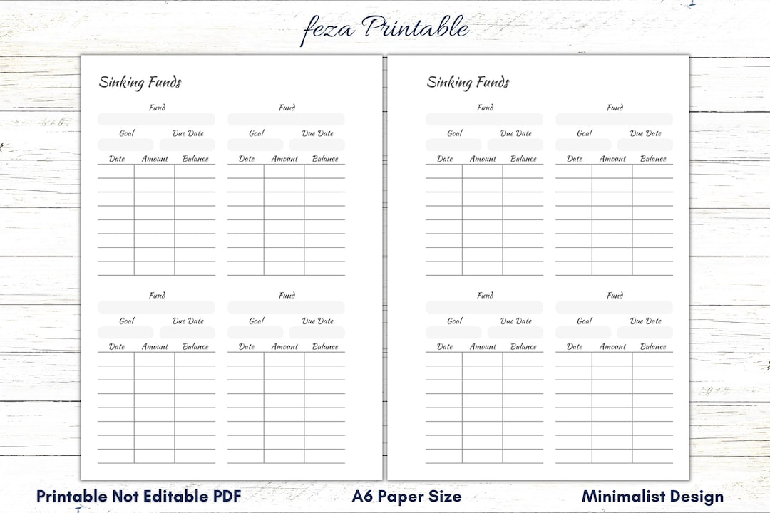 A6 Sinking Funds Tracker Printable, Sinking Funds Tracker Sheet ...