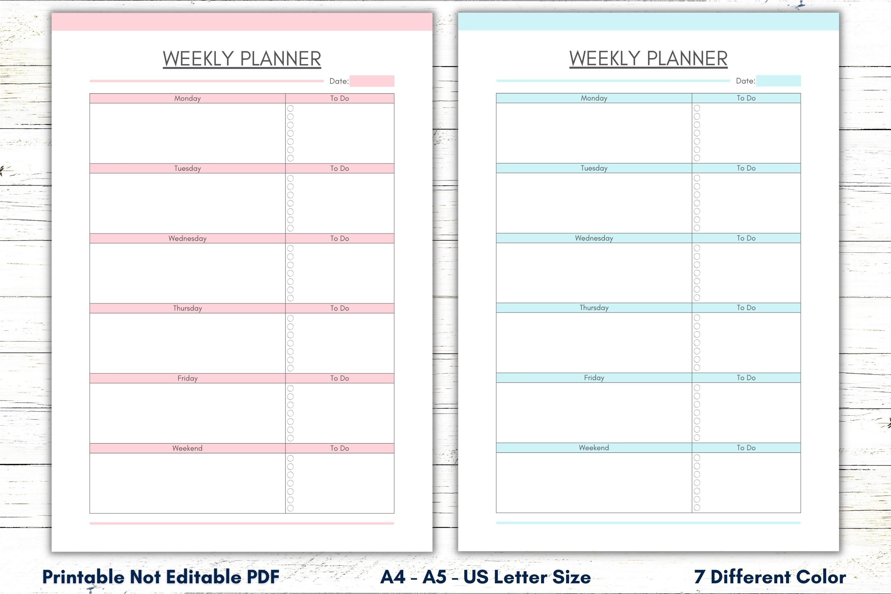 Printable Weekly Planner Template Weekly Schedule Weekly to - Etsy