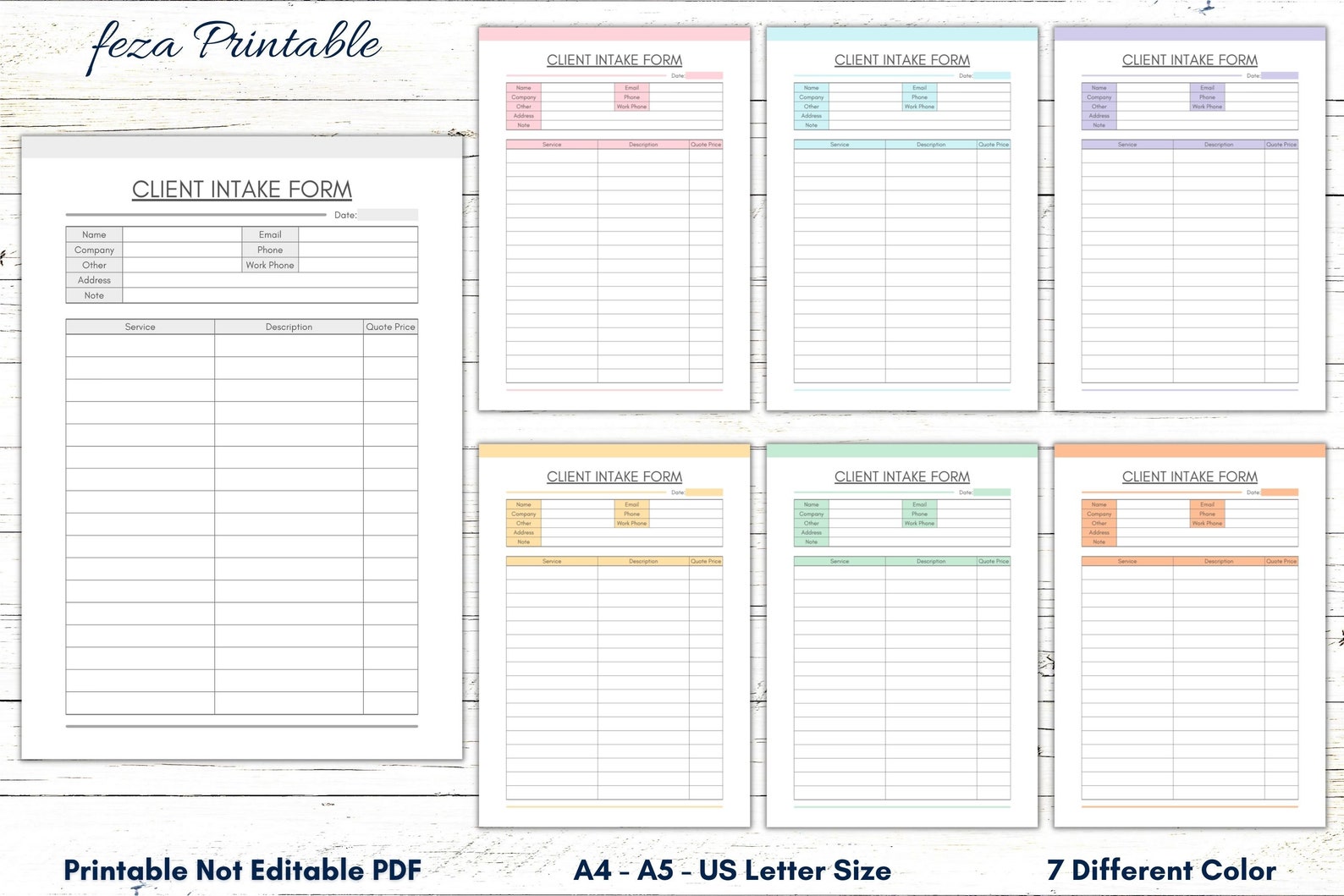 Printable Client Intake Form, Client Service List, Business New Client ...