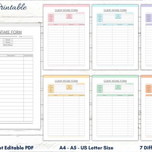 Printable Client Intake Form, Client Service List, Business New Client ...