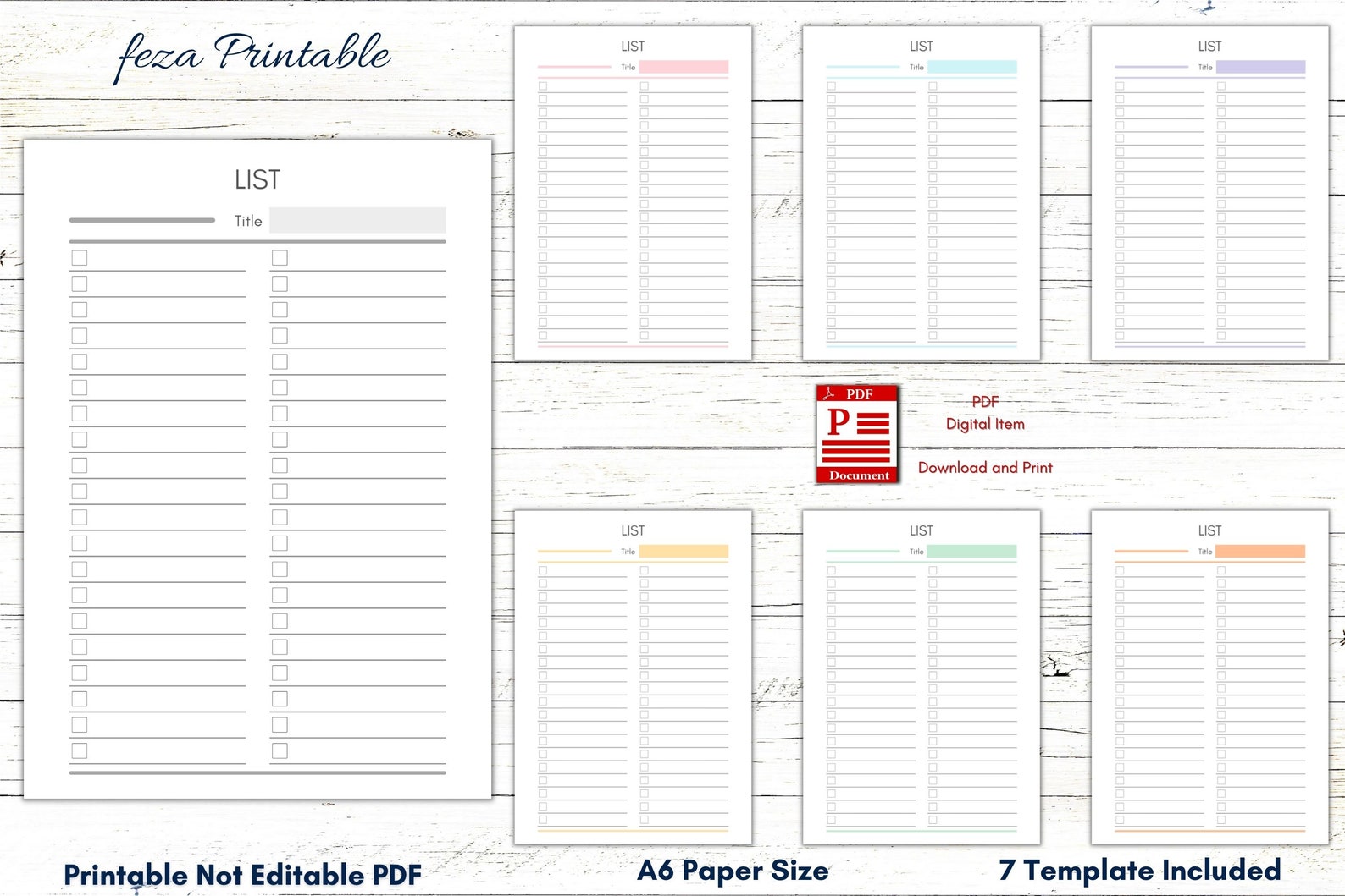 Blank List Checklist A6 Printable, Blank List Template Printable, Blank ...