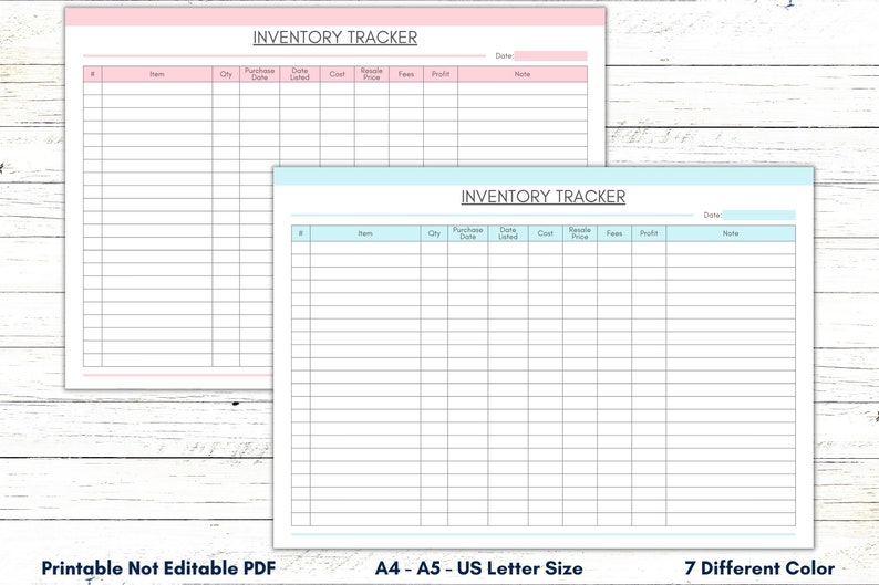 Reseller Inventory Printable, Inventory Tracker Template (digital ...