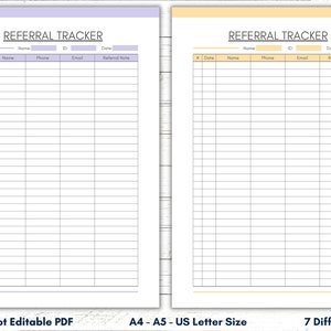 Printable Referral Log Template, Client Referral Tracker, Referral ...