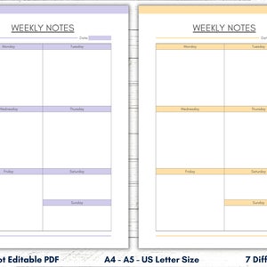 Printable Notes Pages Template, Note Taking Page, Weekly Notes Sheet ...