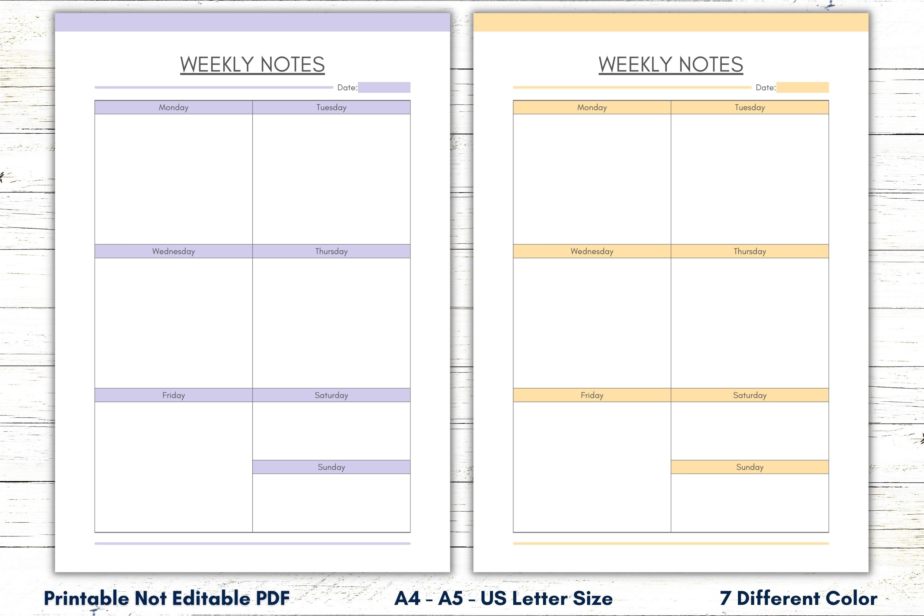 Printable Notes Pages Template, Note Taking Page, Weekly Notes Sheet ...