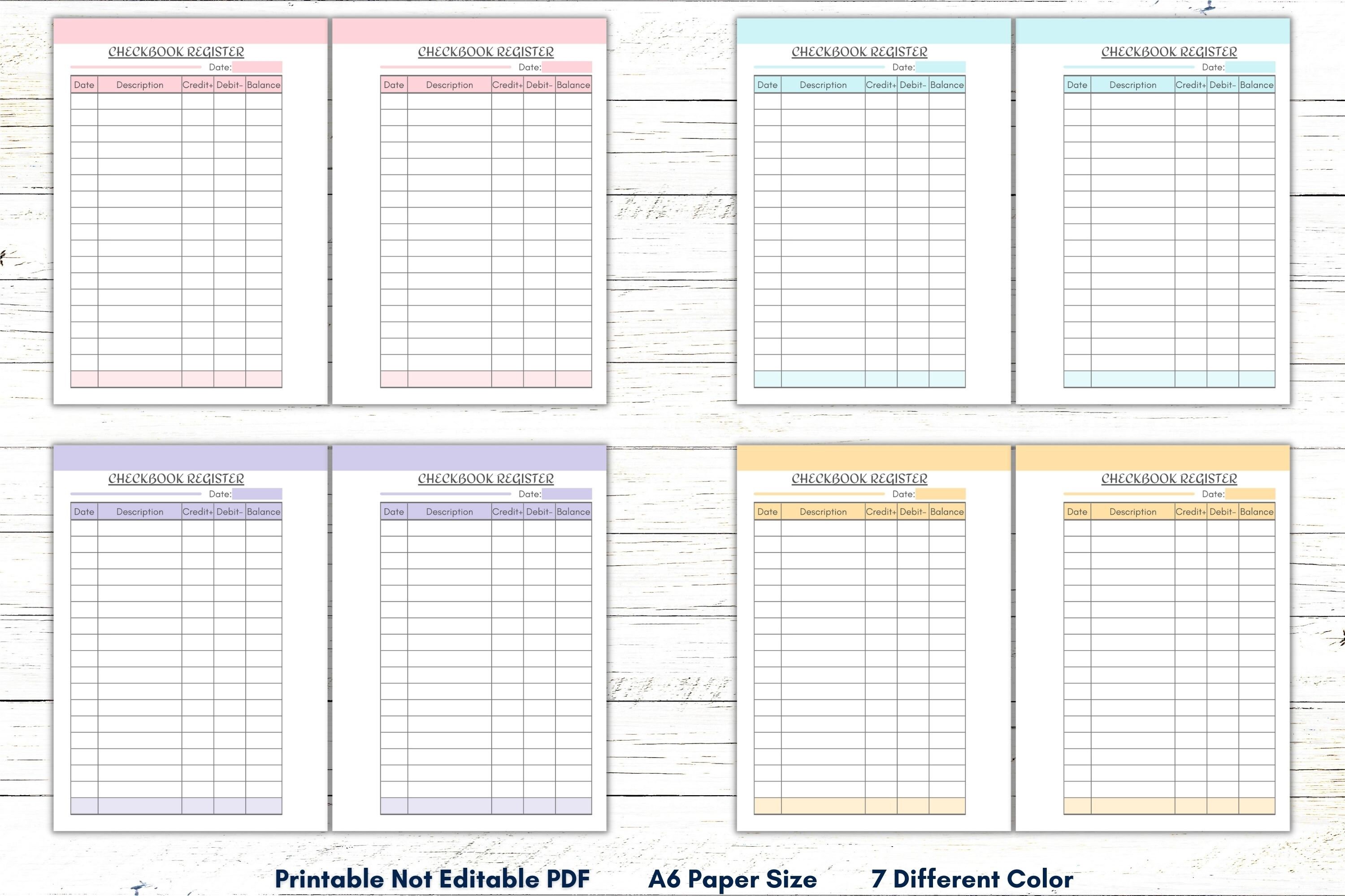 A6 Printable Checkbook Register, A6 Checkbook Balance, Financial ...