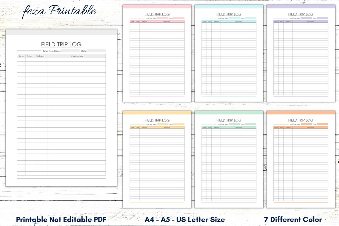 Printable Field Trip Log, Field Trip Template, Field Trip Sheet ...