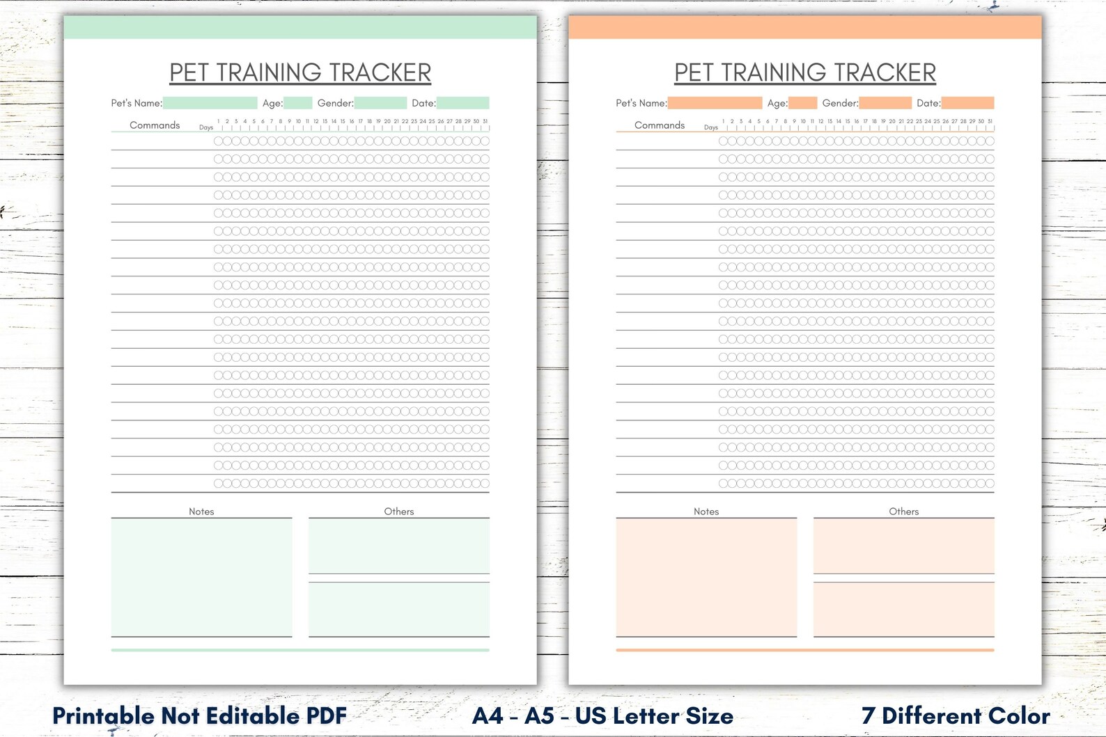 Printable Pet Training Log, Puppy Training Planner, Weekly Training ...