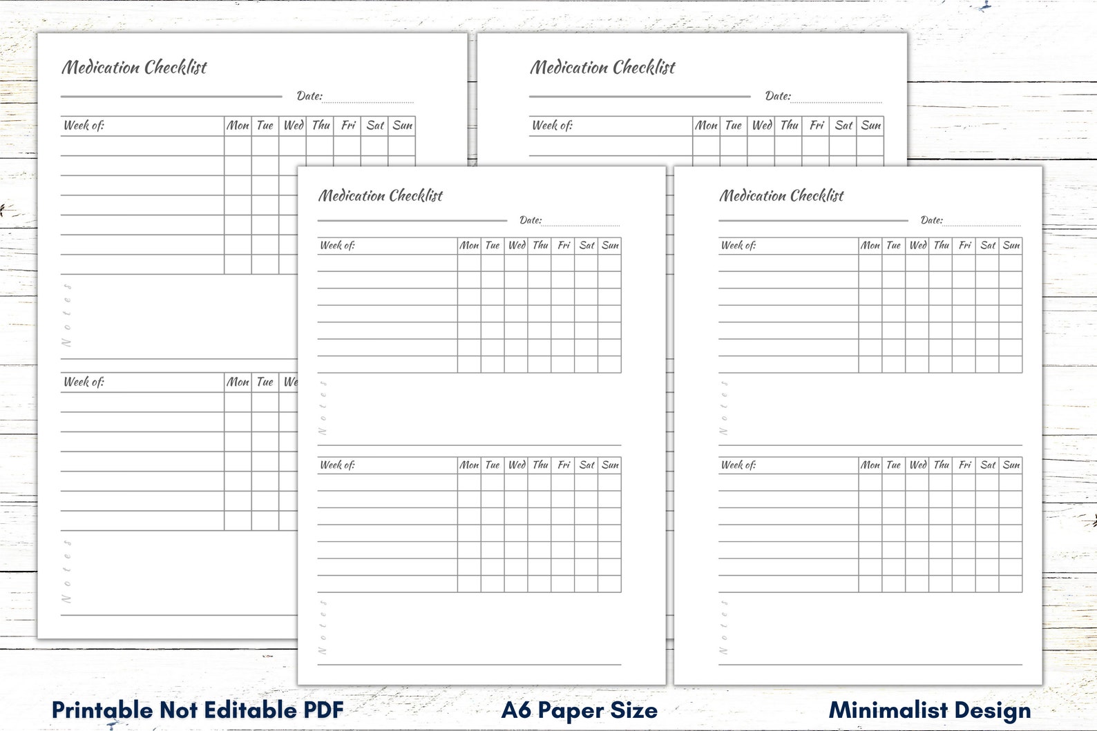 A6 Medication Check List, Medication Checklist, Medication Tracker PDF ...