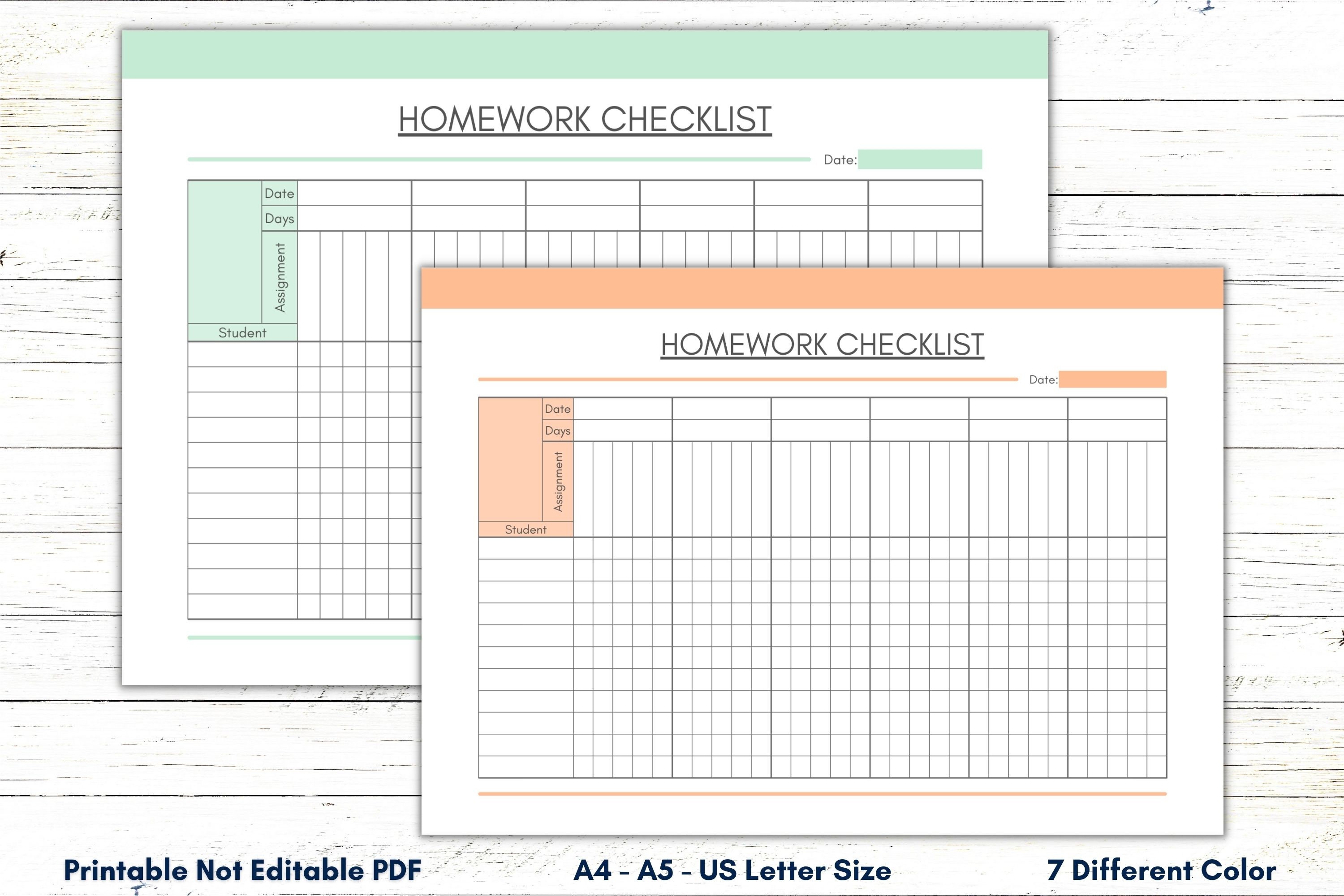 Printable Homework Checklist, Assignment Checklist, PDF Homework ...