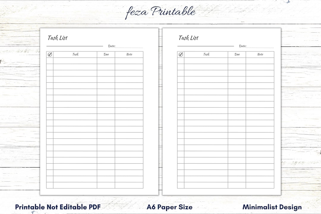 A6 Task Tracker, Task Tracker Printable, Task List, Task List Template ...