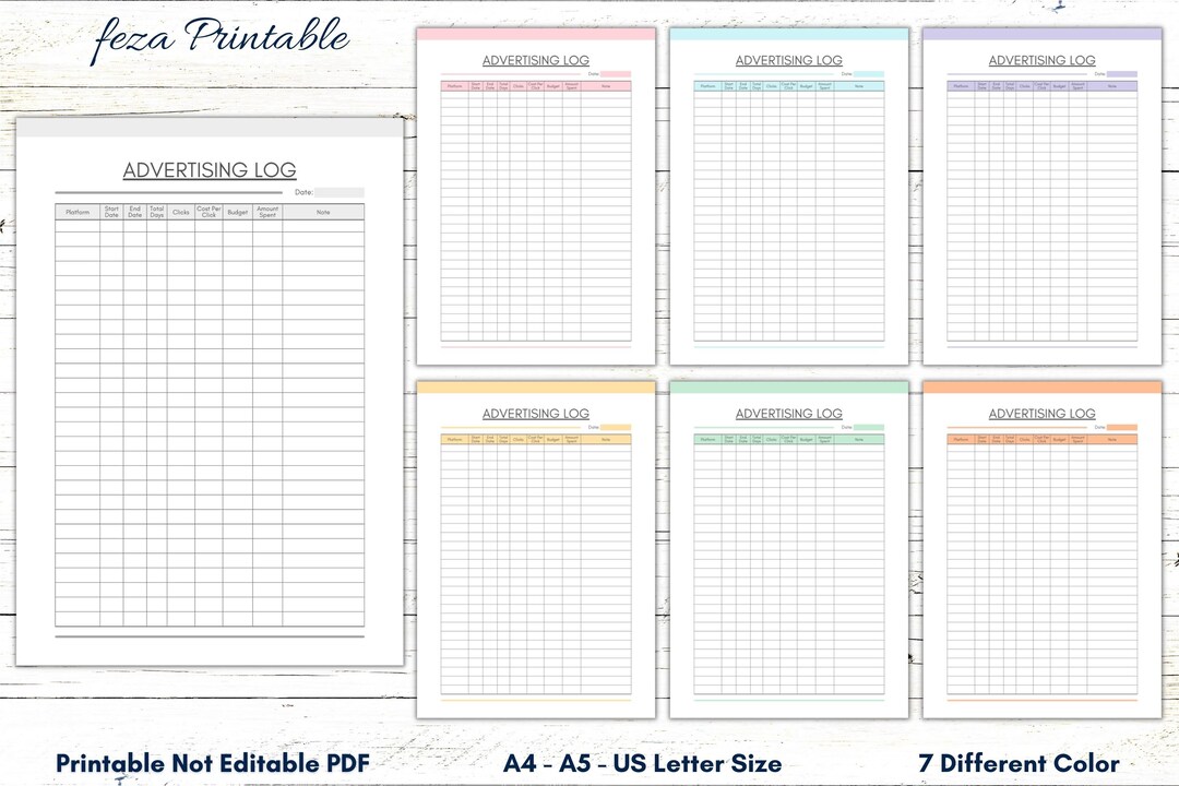 Advertising Tracker Template Printable, Ad Tracking, Social Media ...