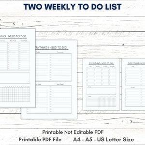 Printable Weekly Planner Two Weekly to Do List Printable | Etsy