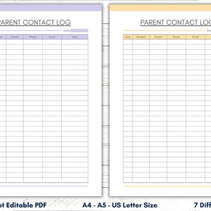 Student Parent Contact List Template Printable, Teacher Parent Contact ...