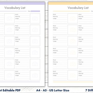 Printable Vocabulary List, Vocabulary Log, Vocabulary Journal ...