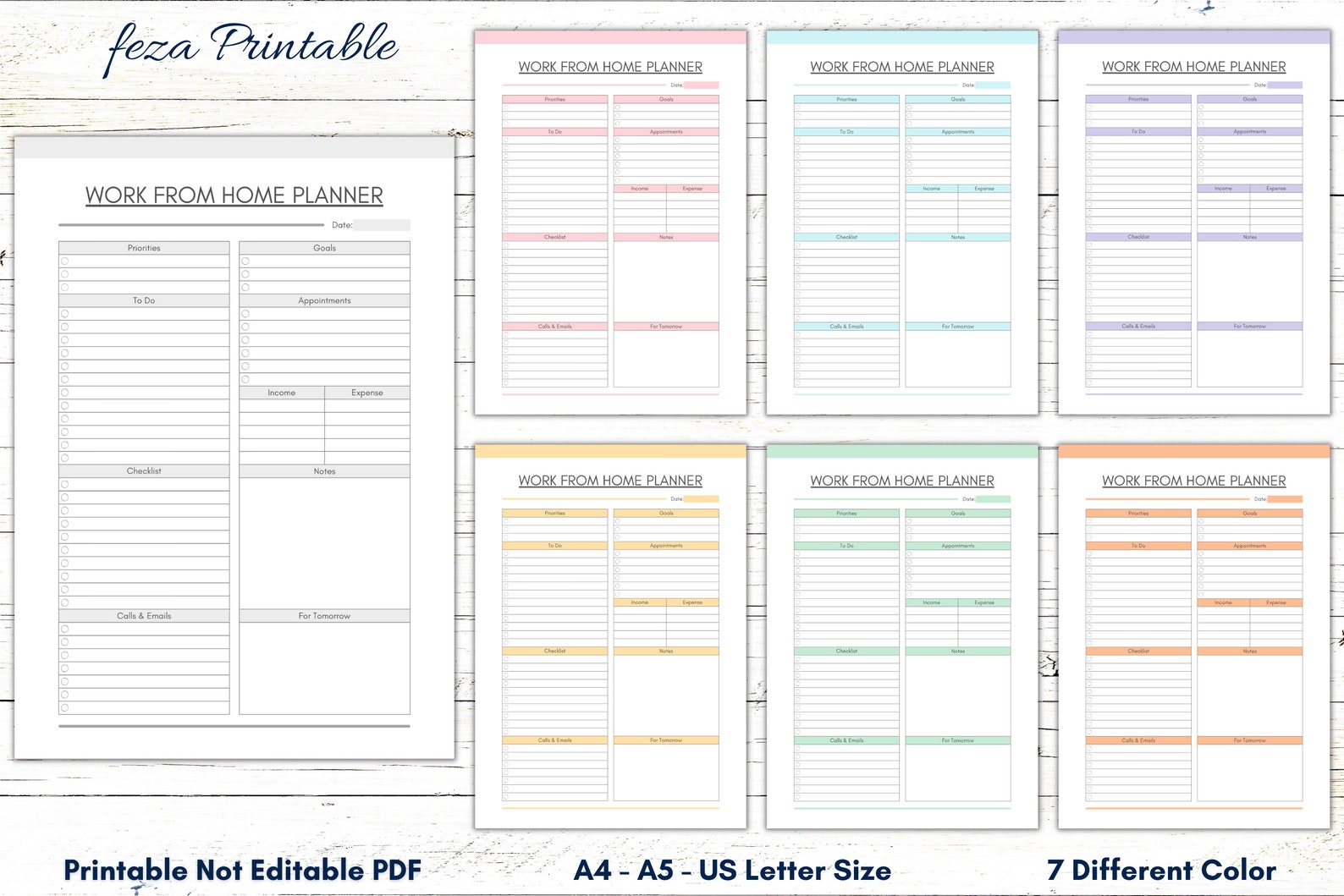 Work From Home Planner Sheet Printable Template, Productivity Planner ...
