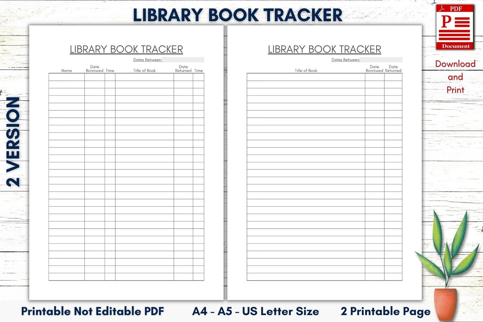 Printable Library Book Tracker PDF Library Book Log Book - Etsy