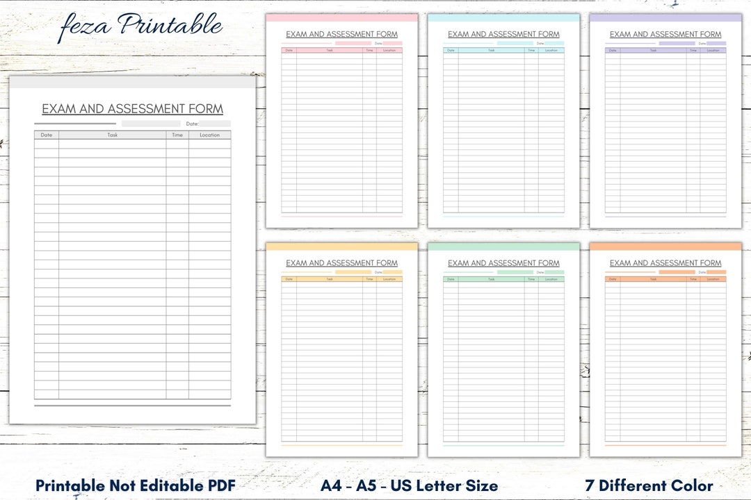 Exam and Assignment Tracker Printable, Assessment Tracker Template ...