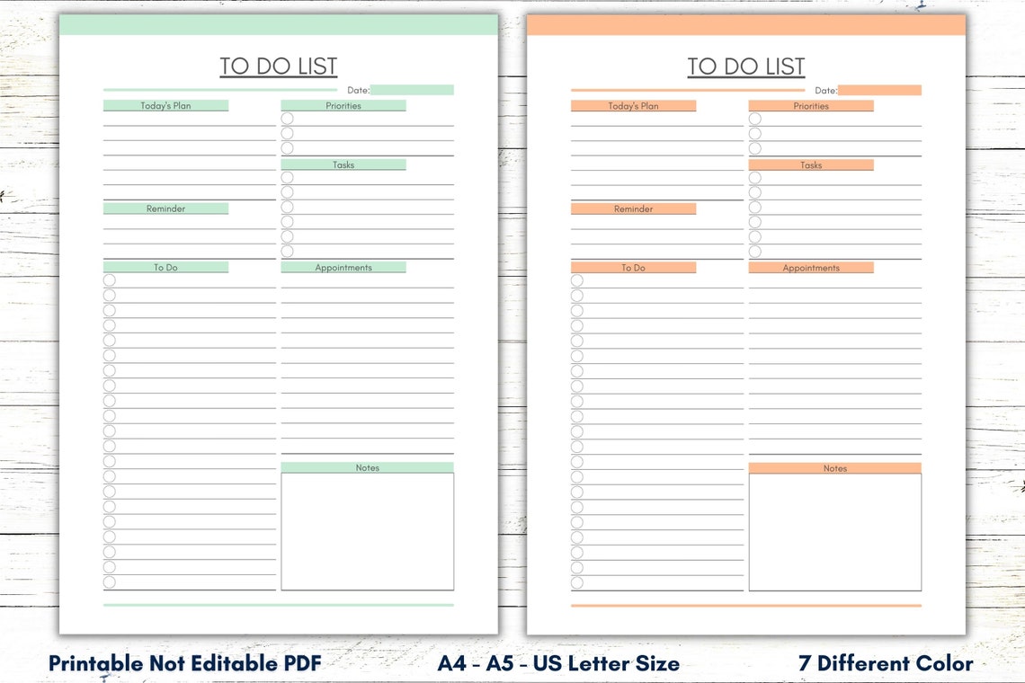 Printable to Do List, 2 Version Printable Minimalist to Do List, Daily ...
