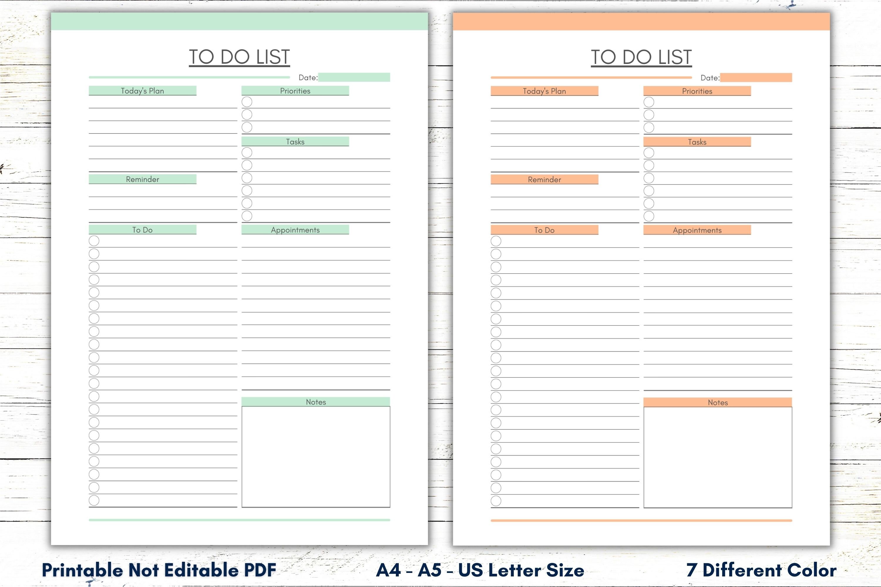 Printable to Do List, 2 Version Printable Minimalist to Do List, Daily ...