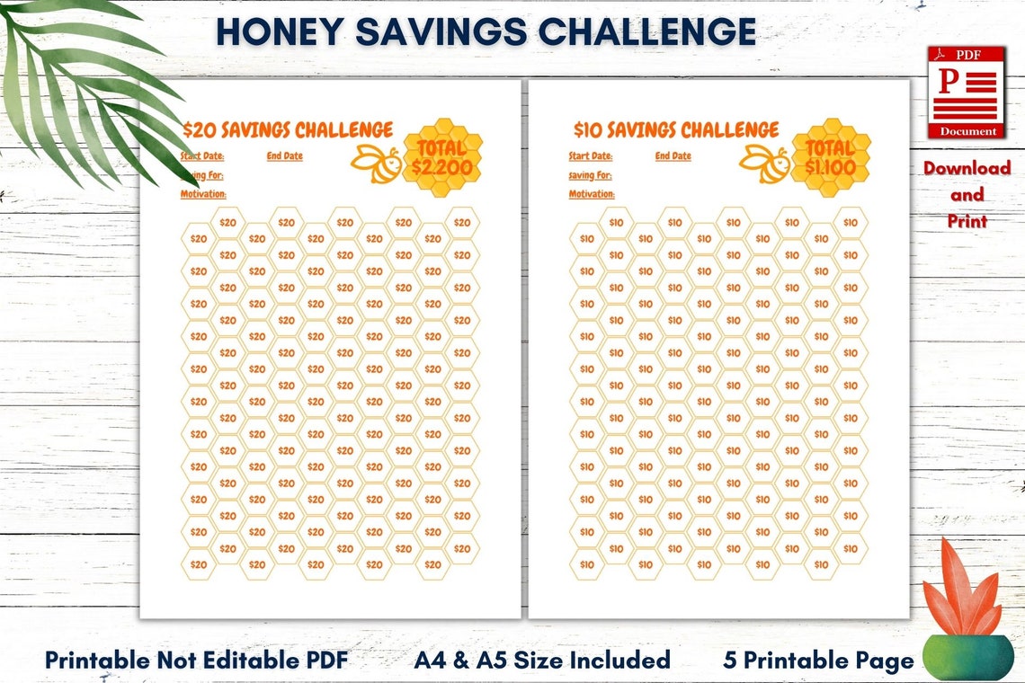 Printable Savings Tracker, Money Savings Challenge, PDF Savings ...